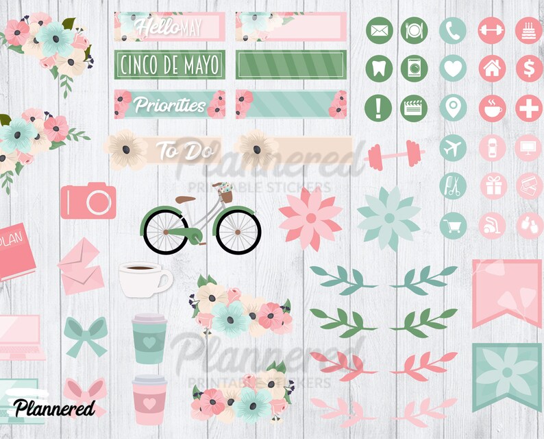 May Digital Stickers, 500 May Monthly Digital Stickers, Precropped ...