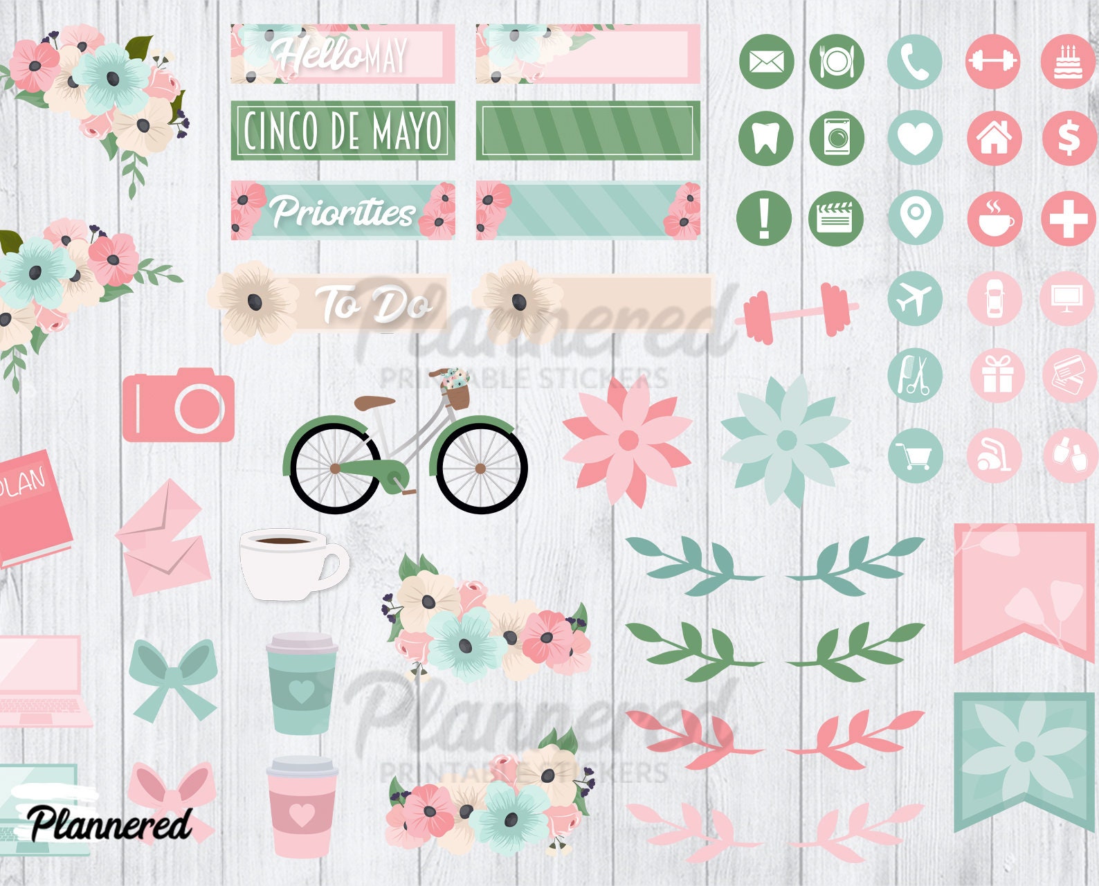May Digital Stickers, 500 May Monthly Digital Stickers, Precropped ...