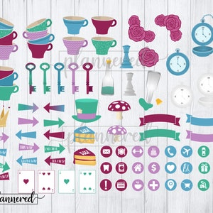 Wonderland Digital Stickers, 500+ Alice Digital Sticker Set, Precropped ...