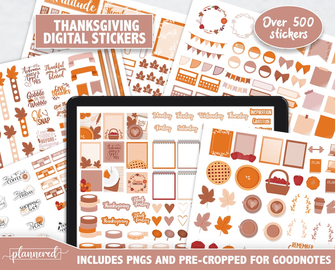 Thanksgiving Digital Stickers, 500+ Pumpkin Pie Thanksgiving Digital ...