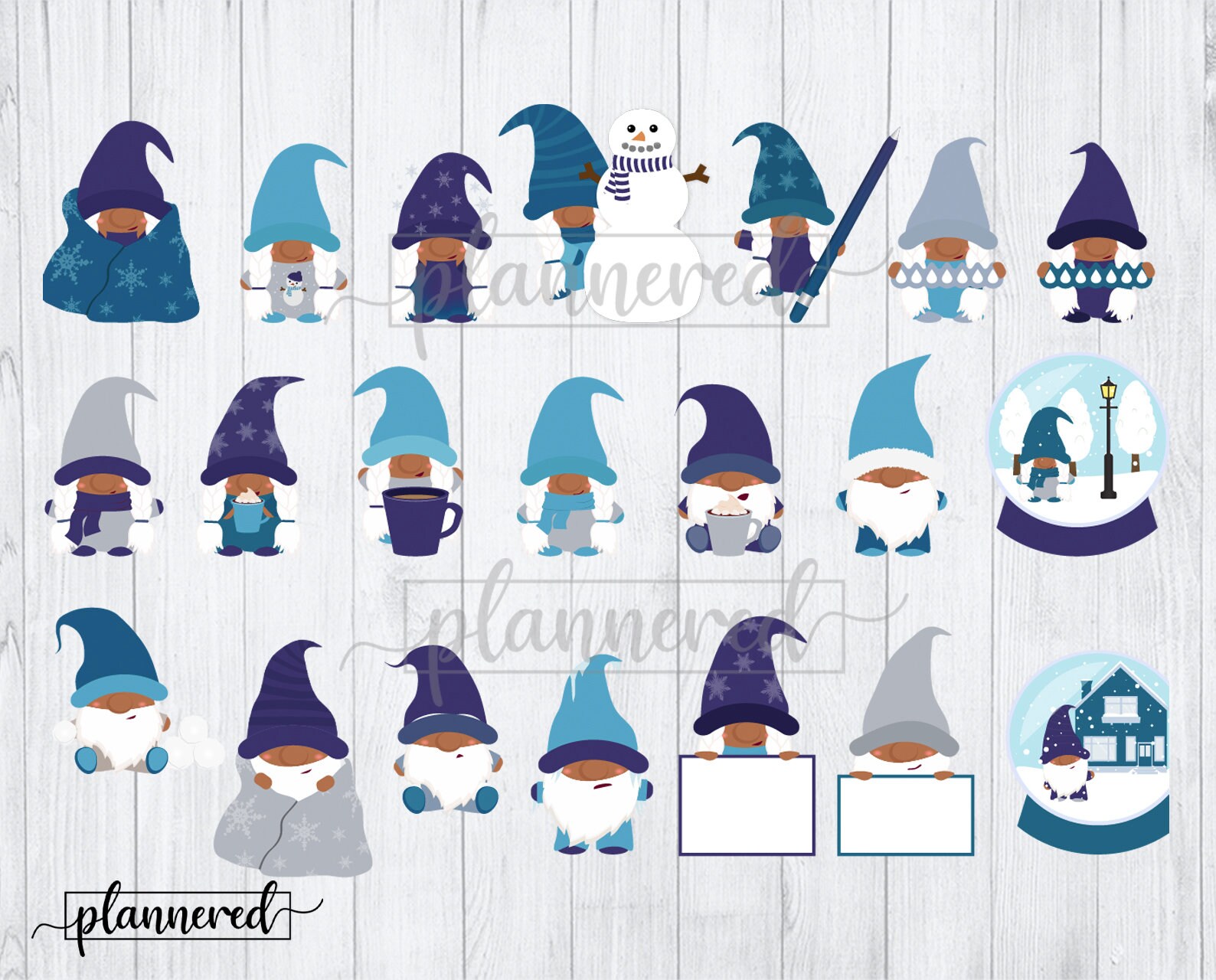 Winter Gnomes Digital Stickers 600 Winter Gnome Life Digital - Etsy