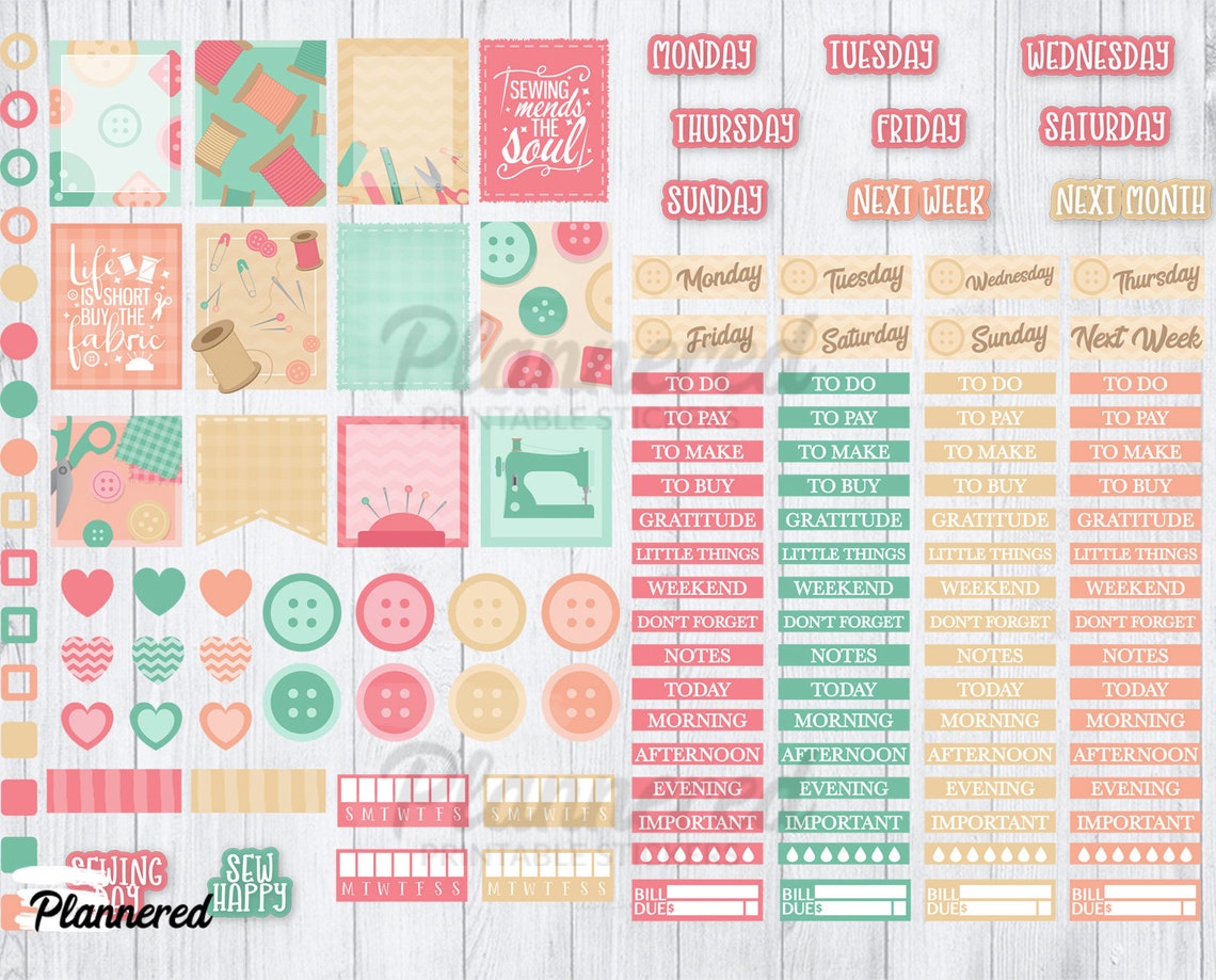 Sewing Digital Stickers 500 Digital Sewing Sticker Set - Etsy UK