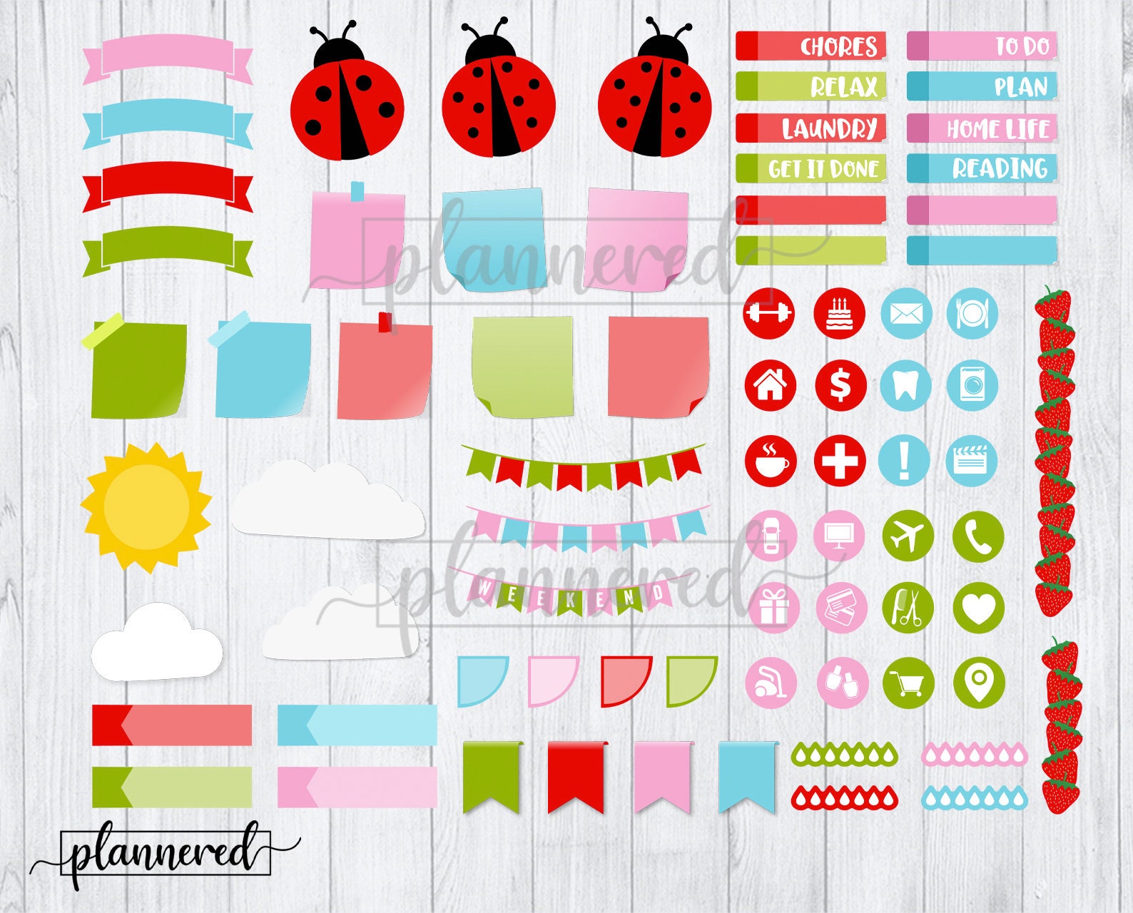 Picnic Digital Stickers, 500+ Summer Picnic Digital Sticker Set ...