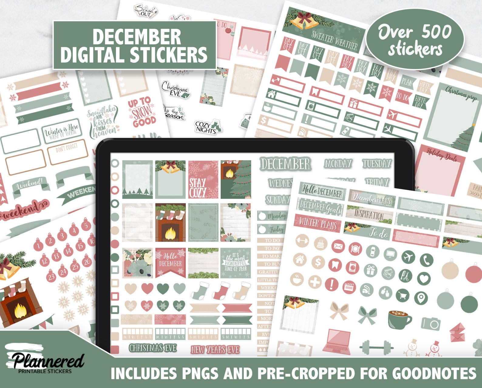 December Digital Stickers 500 Digital December Sticker Set - Etsy
