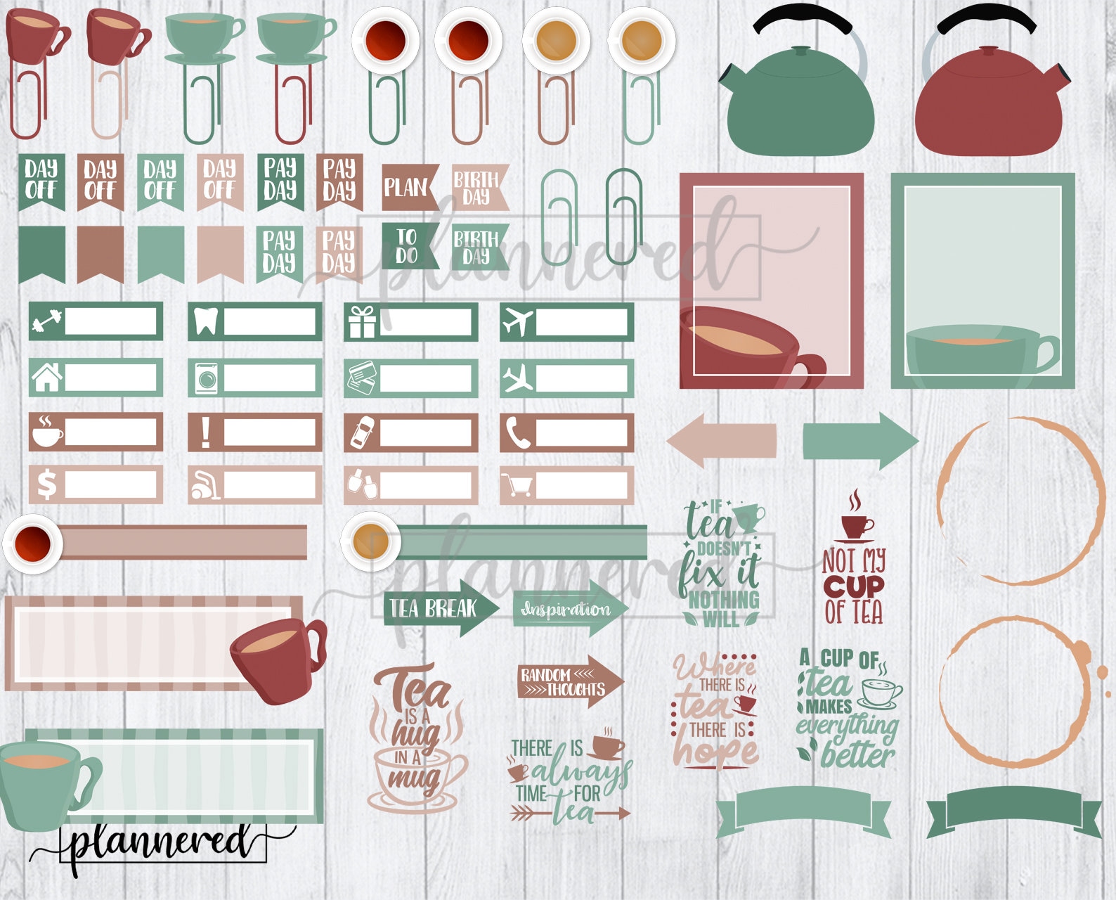 Tea Digital Stickers 500 cup of tea sticker set Precropped | Etsy