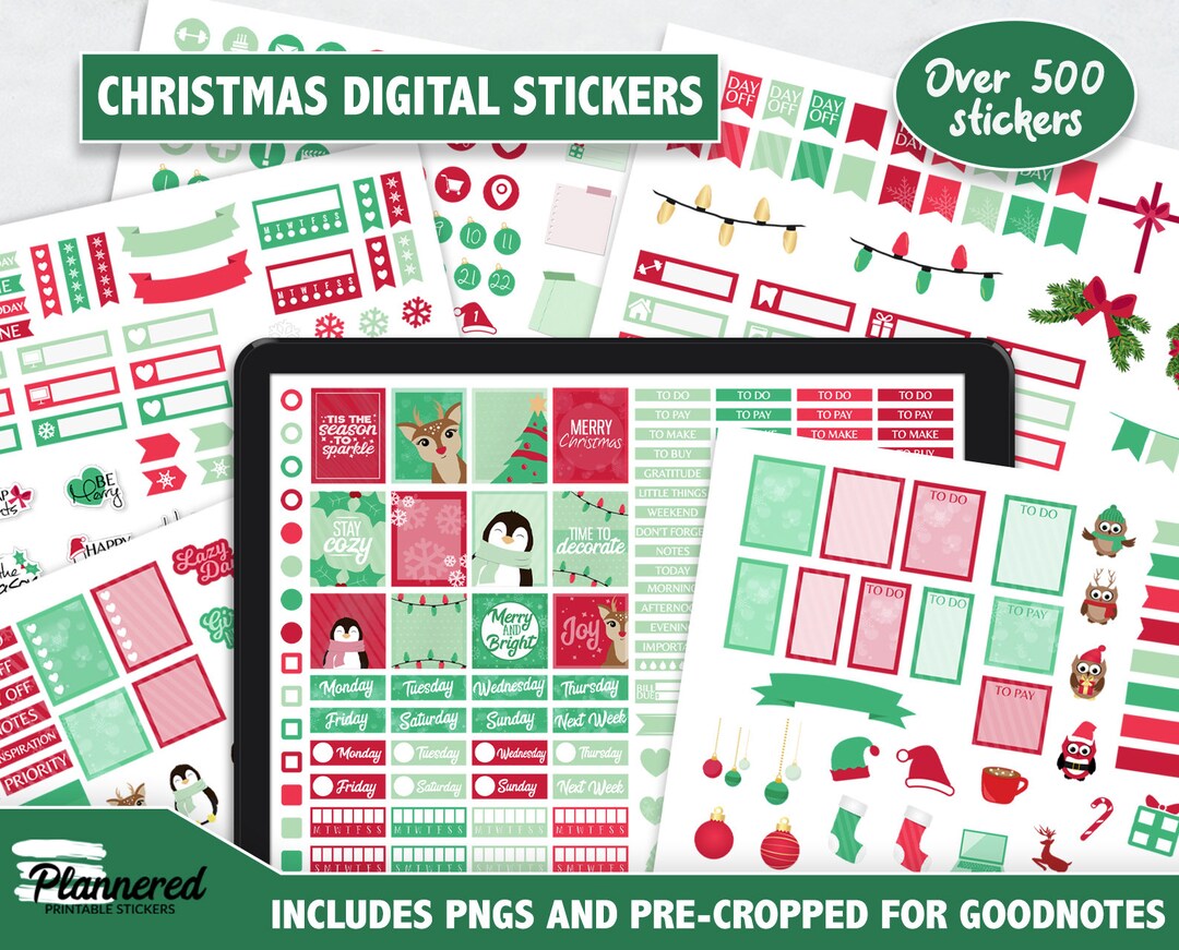 Christmas Digital Stickers, Christmas Stickers for Goodnotes, 500 ...