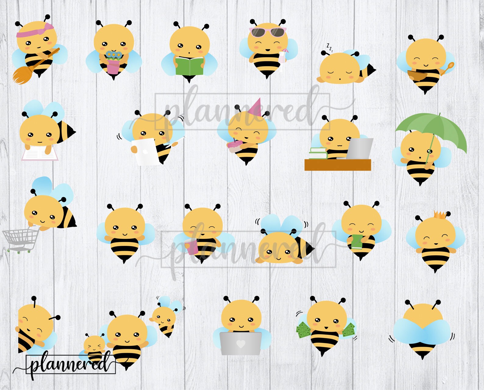Bee Digital Stickers Spring Bee Planner Stickers 500 bee | Etsy