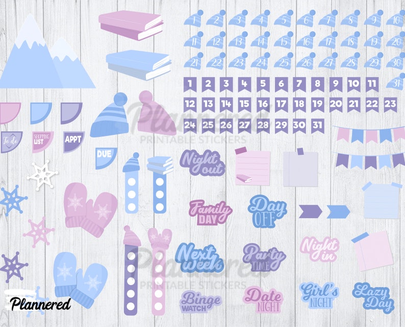 January Digital Stickers, 500+ Digital January Sticker Set, Precropped ...
