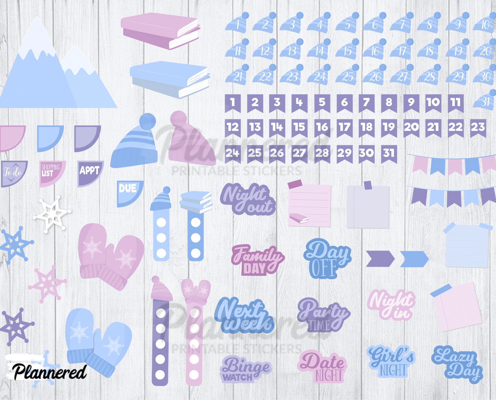 January Digital Stickers, 500+ Digital January Sticker Set, Precropped ...
