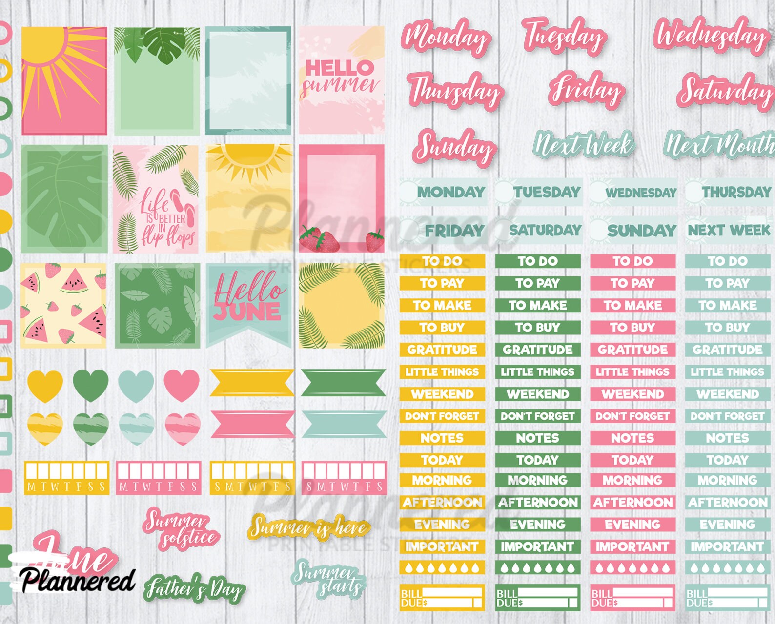 June Digital Stickers, 500+ Digital June Summer Sticker Set, Precropped ...