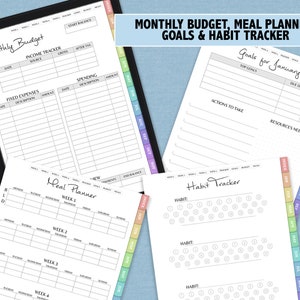 Undated Digital Planner Vertical for Goodnotes, Rainbow Tabs, Vertical ...