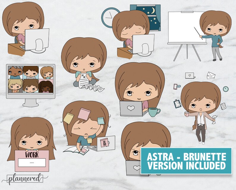 Work Astra Digital Stickers Girl at Work Girl Boss Character - Etsy