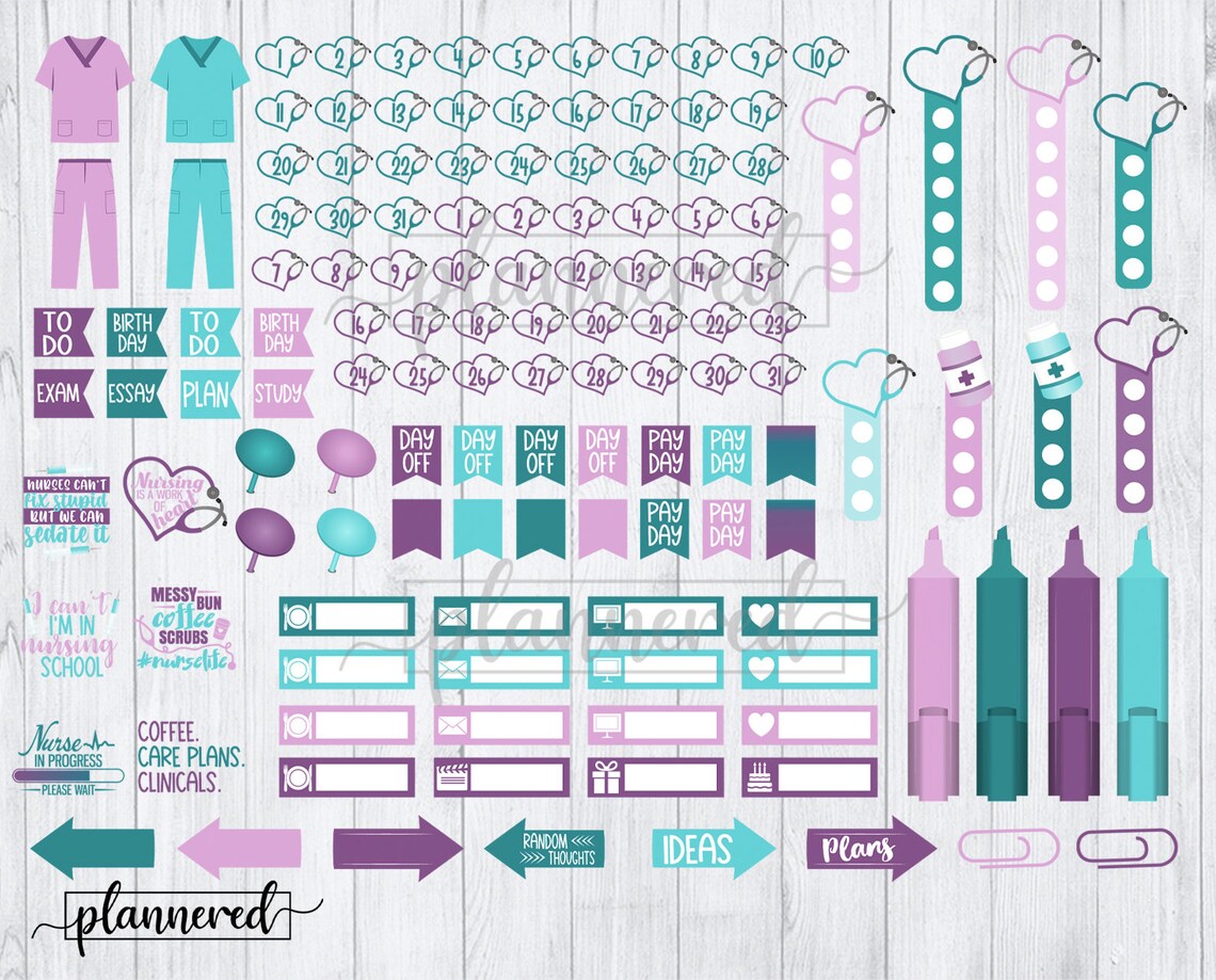Student Nurse Digital Stickers, 600+ Student Nursing Digital Sticker ...