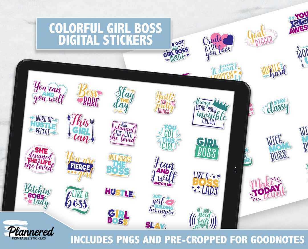 Girl Boss Digital Stickers, Precropped Goodnotes Girl Boss Quote ...