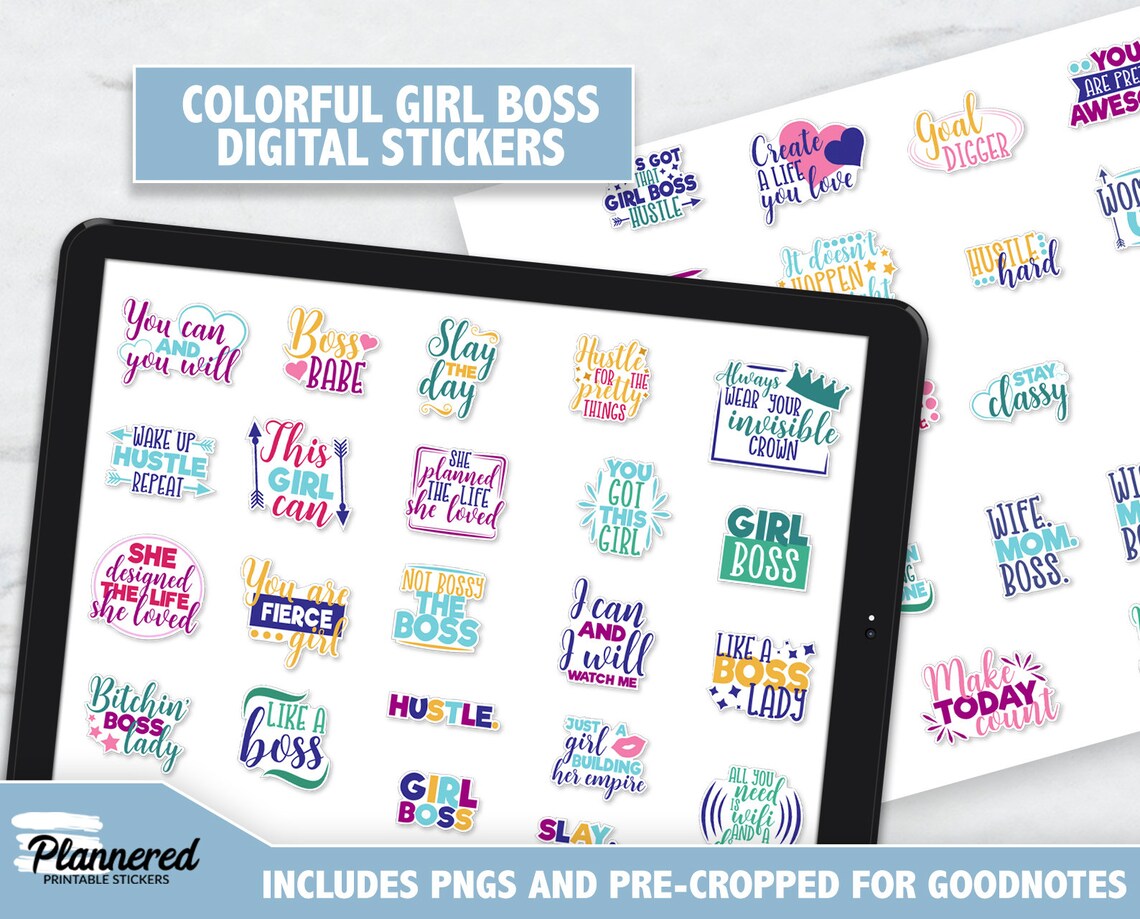 Girl Boss Digital Stickers, Precropped Goodnotes Girl Boss Quote ...