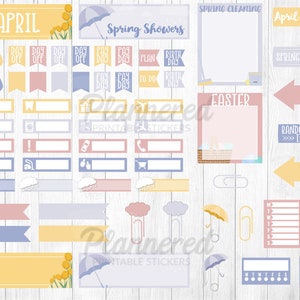 April Digital Stickers, 500+ April Digital Sticker Set, Precropped ...