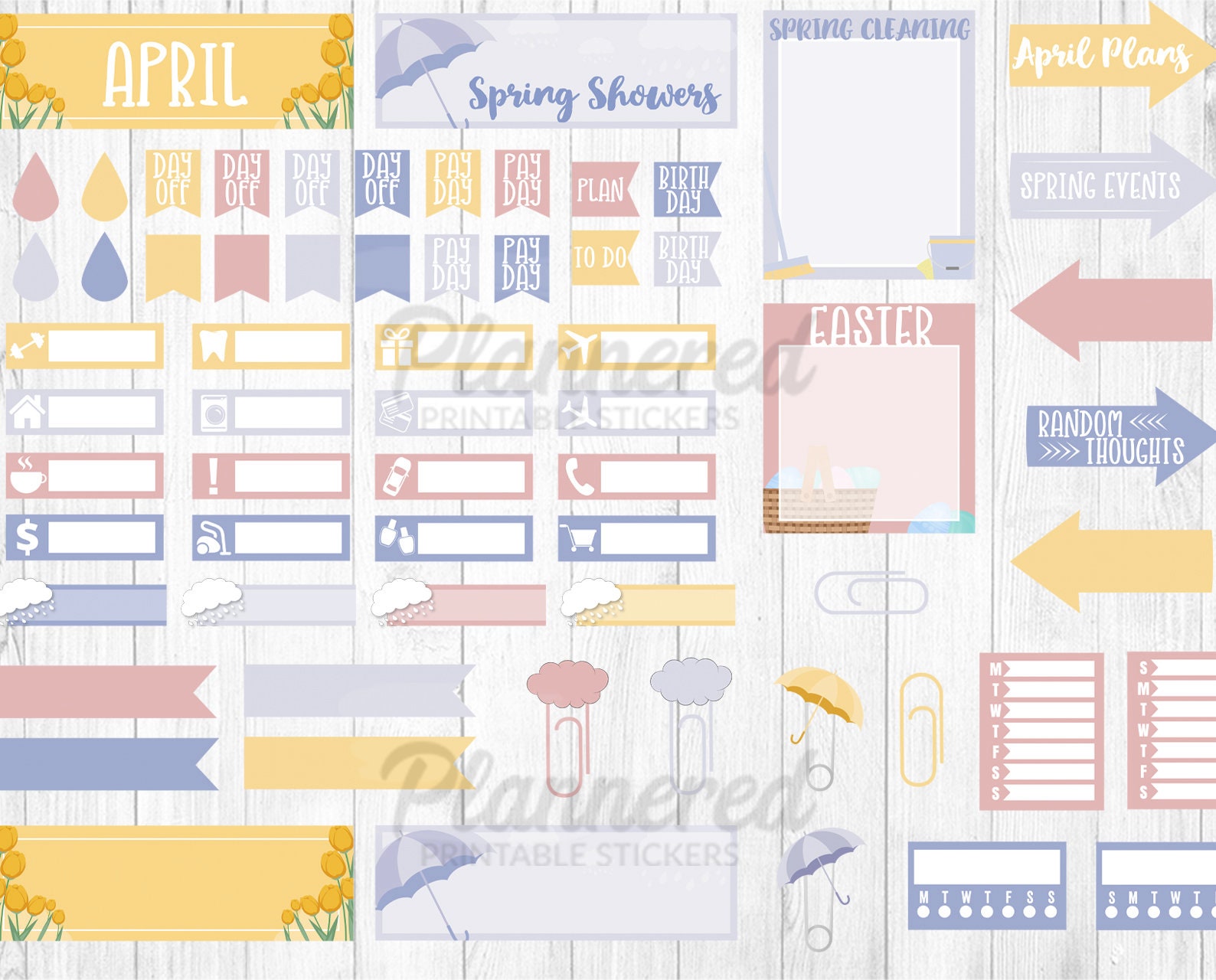 April Digital Stickers 500 April Digital Sticker Set | Etsy