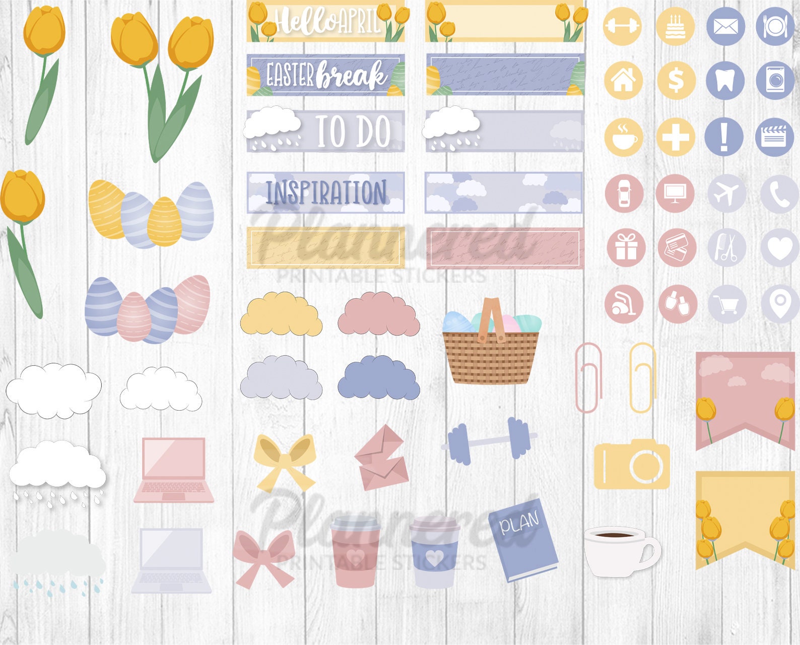 April Digital Stickers 500 April Digital Sticker Set | Etsy