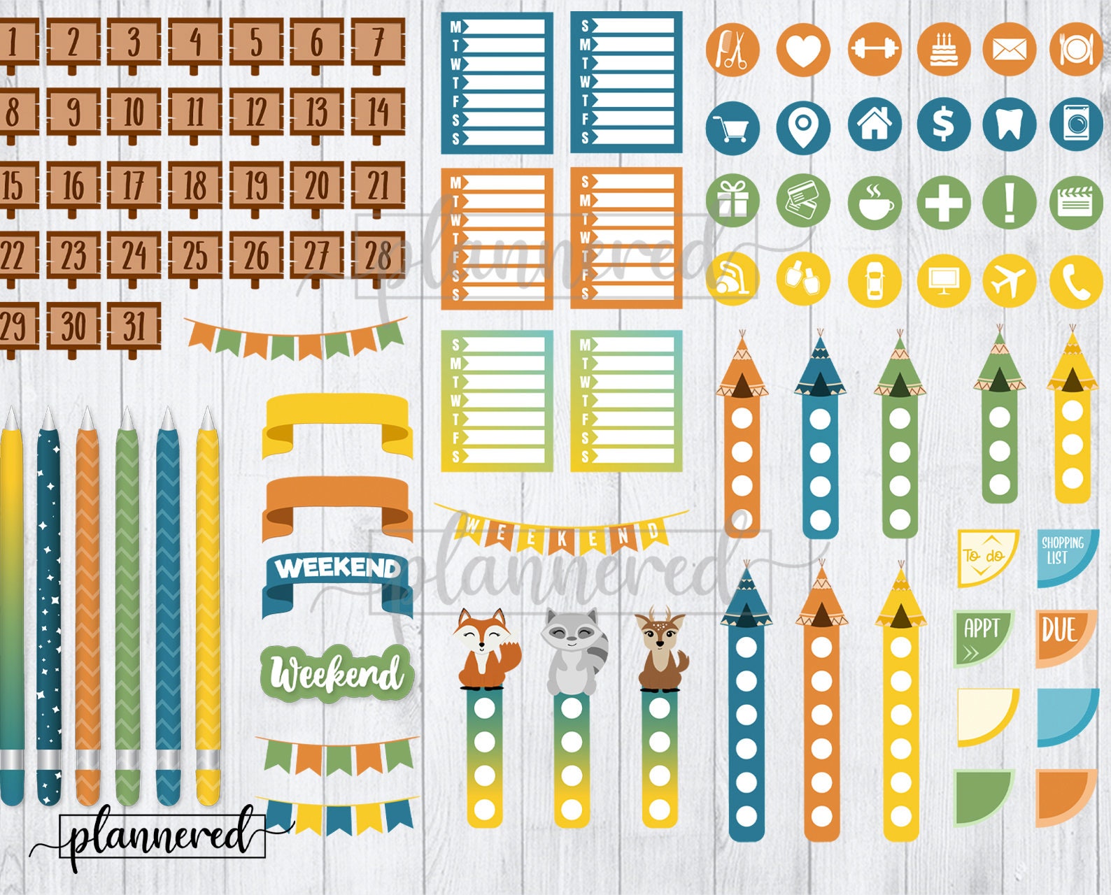 Camping Digital Stickers 500 digital sticker set for | Etsy