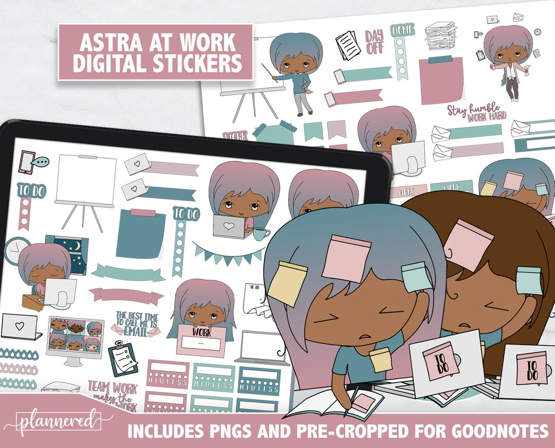 Work Astra Digital Stickers, Girl Working Stickers, Busy Girl Character ...