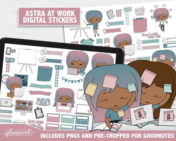 Work Astra Digital Stickers Girl Working Stickers Busy Girl | Etsy
