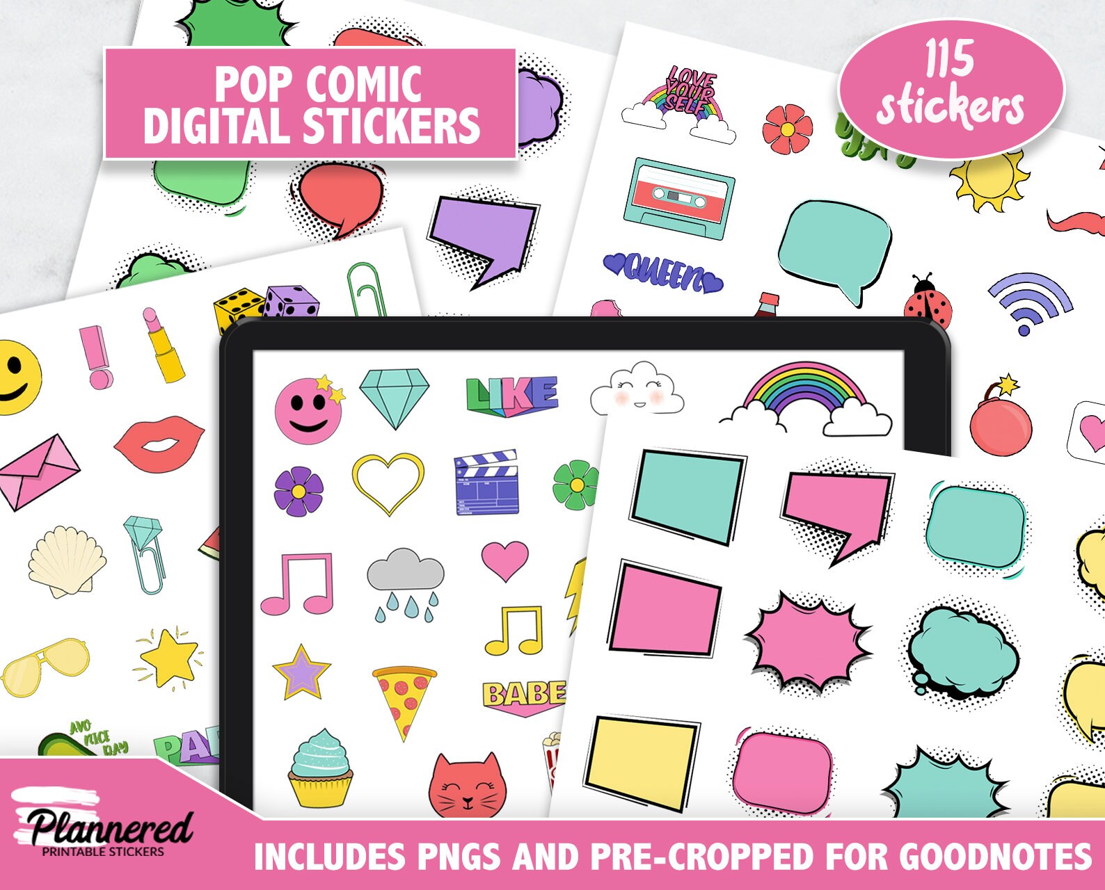 Digital Pop Stickers Comic Style Digital Goodnotes Stickers - Etsy