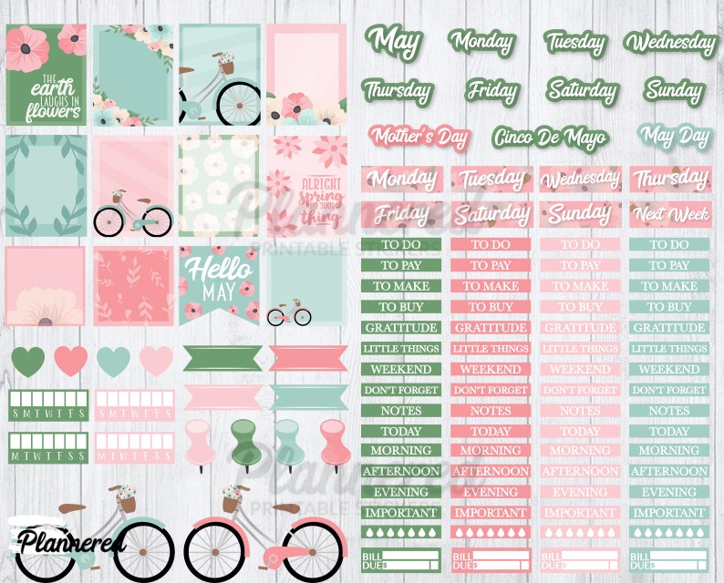 May Digital Stickers, 500 May Monthly Digital Stickers, Precropped ...
