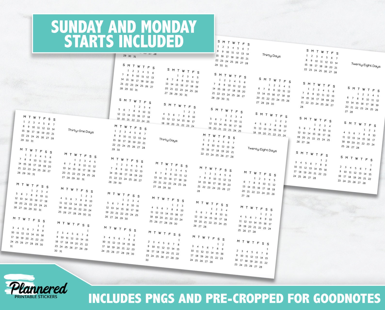 Digital Mini Calendar Kit DIY Digital Stickers Precropped - Etsy Australia