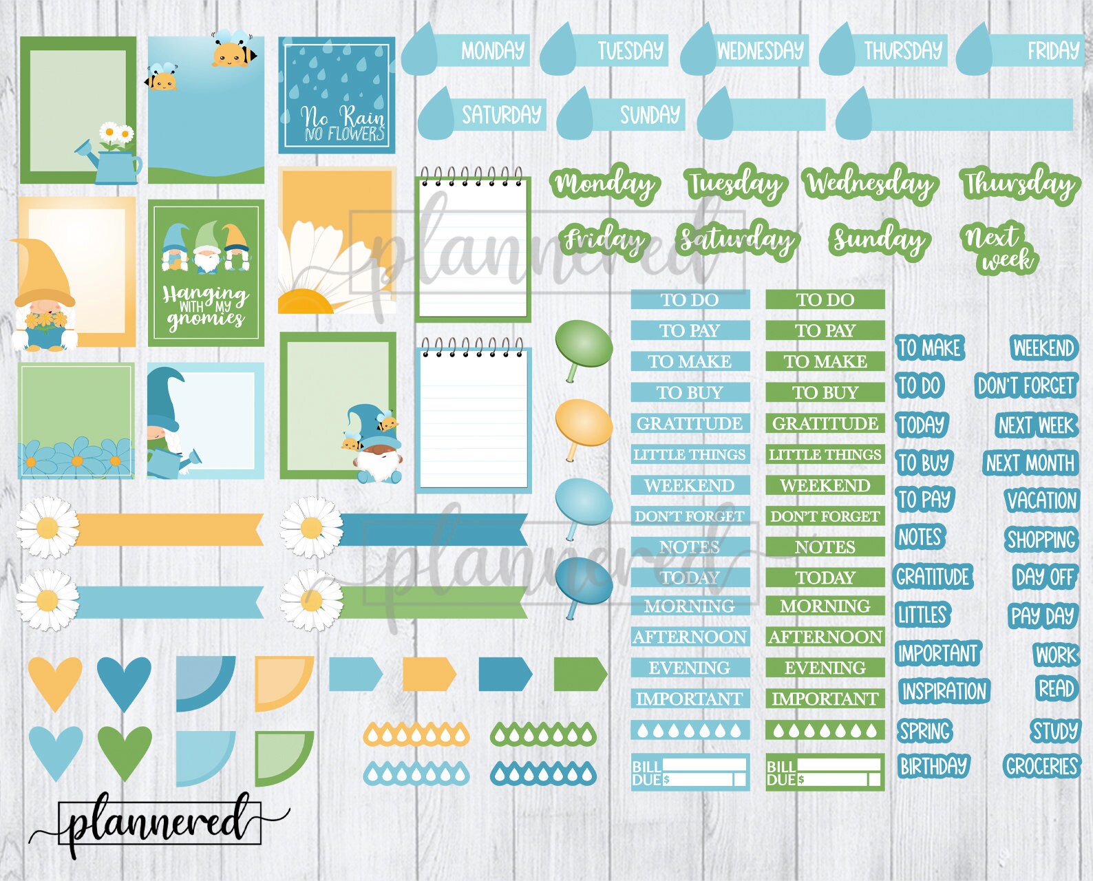 Gnome Digital Stickers Spring Gnomes Planner Stickers 600 - Etsy