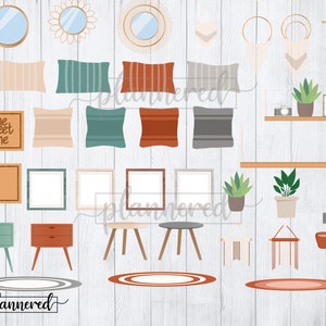 Boho Home Digital Stickers, 500+ Digital Cozy Boho Home Sticker Set ...