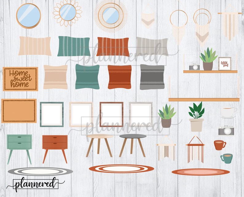 Boho Home Digital Stickers, 500+ Digital Cozy Boho Home Sticker Set ...