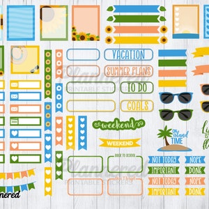 August Digital Stickers, 500+ Digital August Sunflower Sticker Set ...