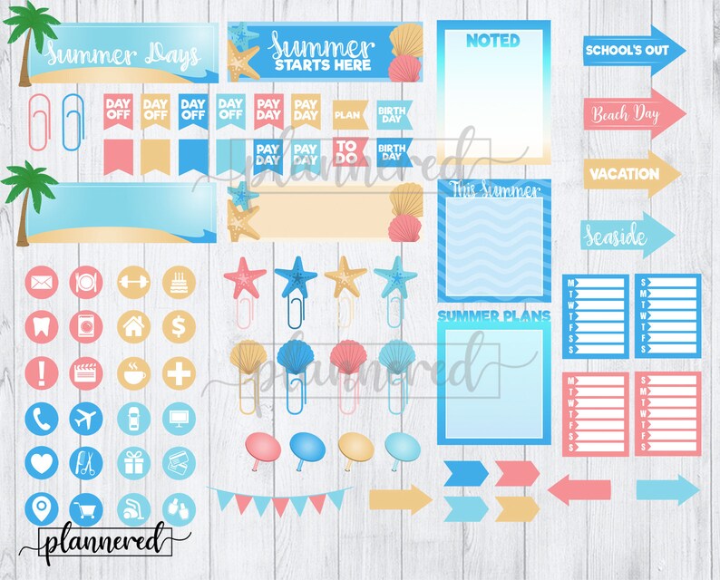 Beach Days Digital Stickers 600 Summer Digital Sticker Set - Etsy