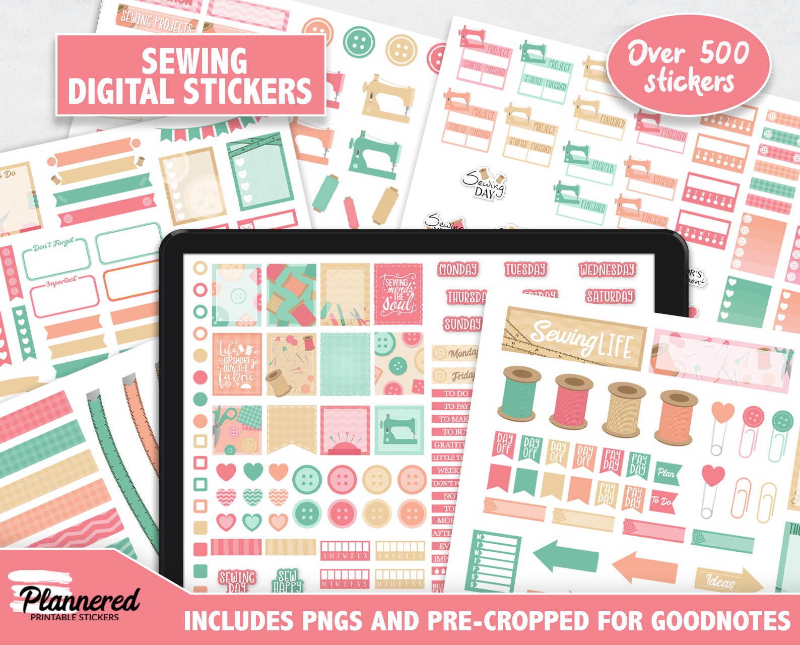 Sewing Digital Stickers 500 Digital Sewing Sticker Set - Etsy UK