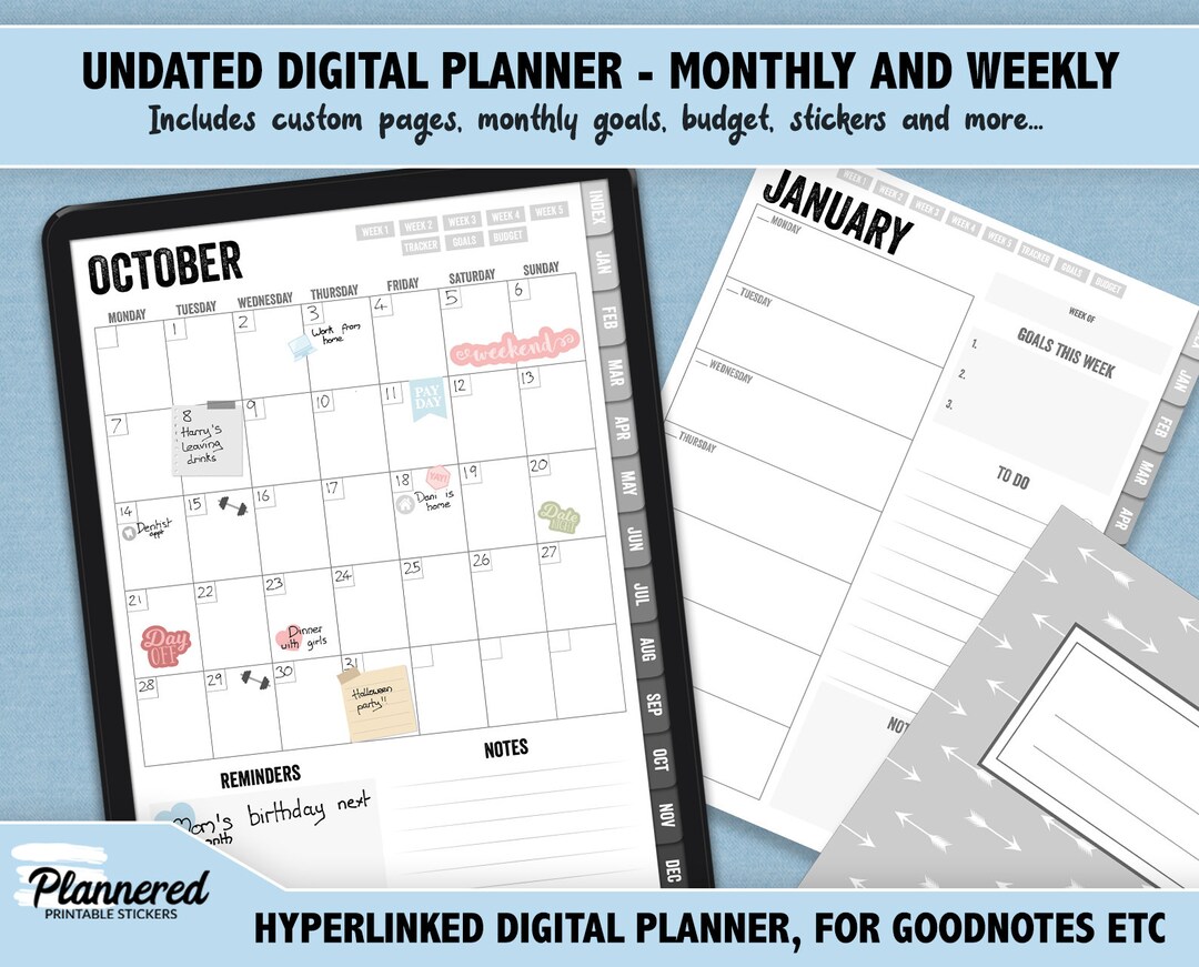 Undated Digital Planner Vertical, Digital Goodnotes Planner Undated ...