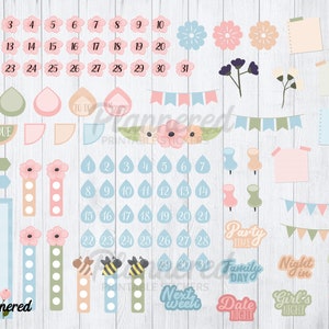 Spring Digital Stickers, 500+ Digital Floral Spring Sticker Set ...
