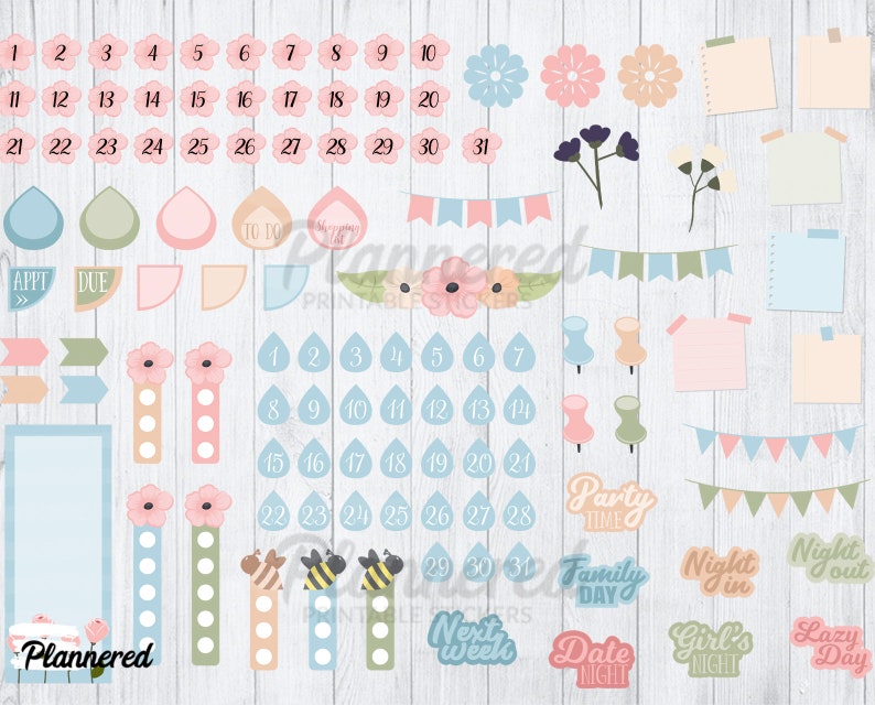 Spring Digital Stickers 500 Digital Floral Spring Sticker - Etsy