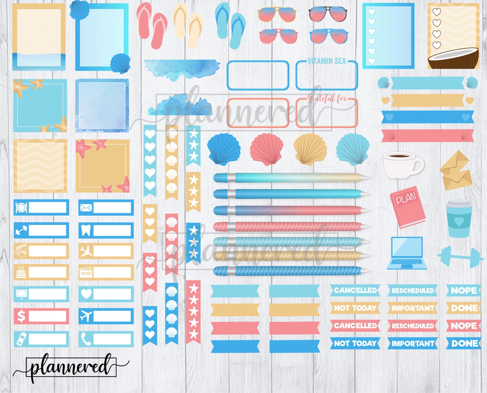 Beach Days Digital Stickers 600 Summer Digital Sticker Set | Etsy