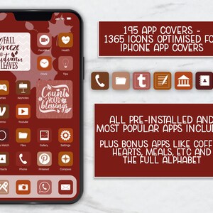 Fall iPhone App Covers, ISO 14 Fall Aesthetic Icon Covers, Fall Leaves ...