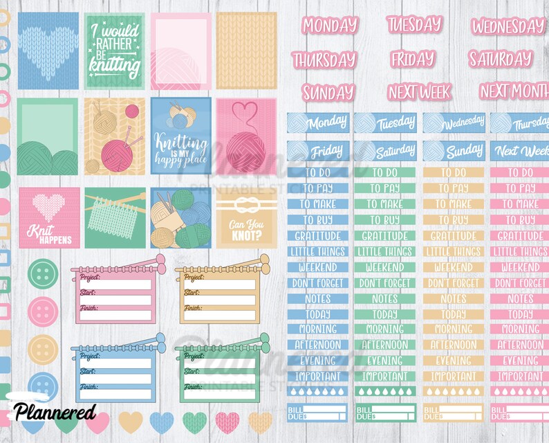 Knitting Digital Stickers, 500+ Digital Knitting Sticker Set ...
