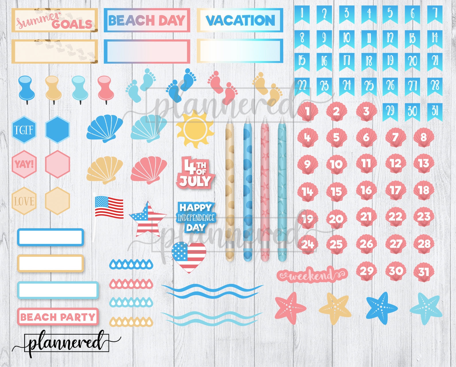 Beach Days Digital Stickers 600 Summer Digital Sticker Set | Etsy