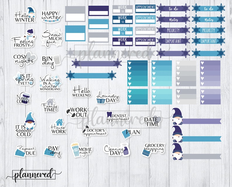 Winter Gnomes Digital Stickers, 600+ Winter Gnome Life Digital Stickers ...