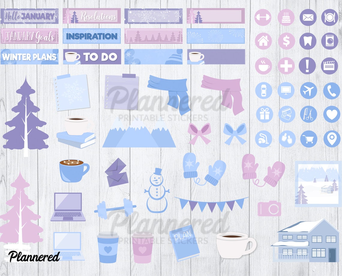 January Digital Stickers 500 Digital January Sticker Set - Etsy