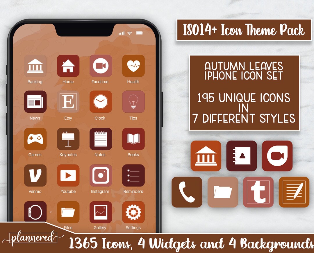 Fall iPhone App Covers, ISO 14 Fall Aesthetic Icon Covers, Fall Leaves ...