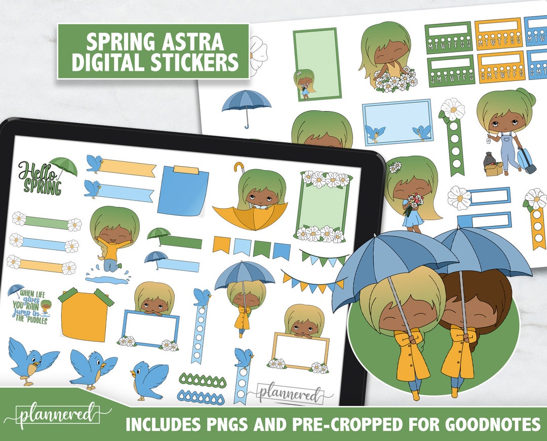 Astra Spring Digital Stickers - Astra Stickers - Tan, Brown, Girl ...