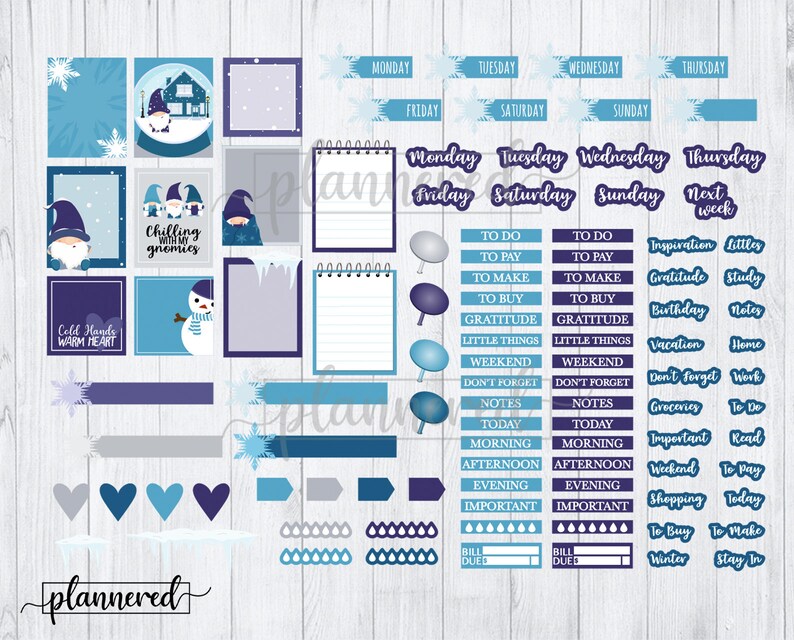 Winter Gnomes Digital Stickers 600 Winter Gnome Life Digital - Etsy