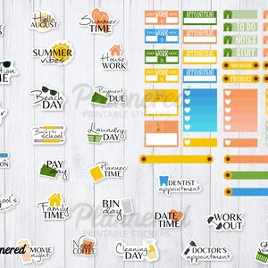 August Digital Stickers, 500+ Digital August Sunflower Sticker Set ...