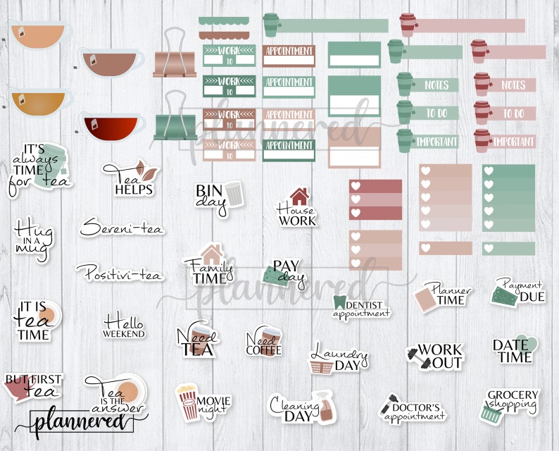 Tea Digital Stickers 500 Cup of Tea Sticker Set Precropped - Etsy