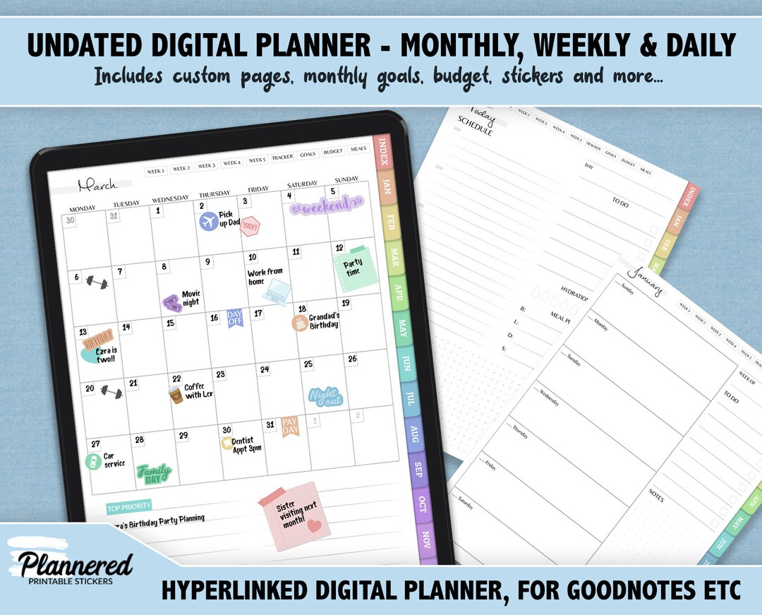 Vertical Digital Planner for Goodnotes, Daily, Weekly and Monthly ...