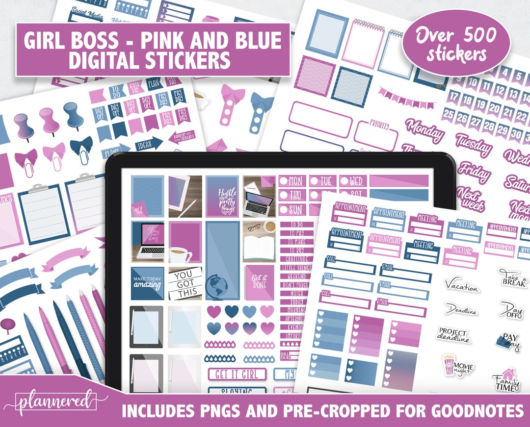 Digital Girl Boss Sticker Set, 500+ Girlboss Digital Sticker Set ...